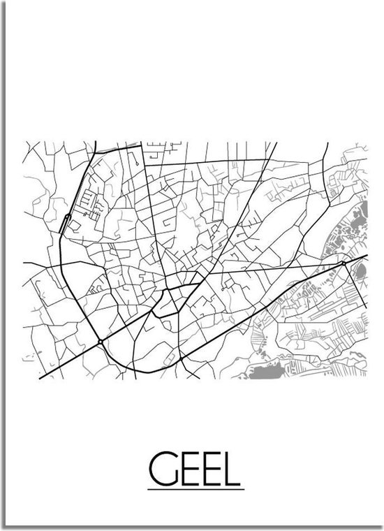 DesignClaud Geel België Plattegrond poster A3 + Fotolijst wit | bol.com