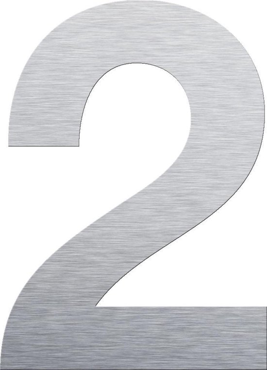 Huisnummer 30 cm - Nummer 2 - RVS mat geborsteld | bol