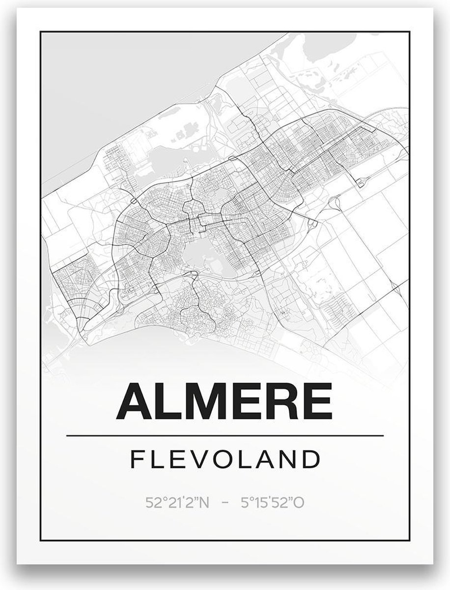 Poster/plattegrond ALMERE - 30x40cm | bol.com