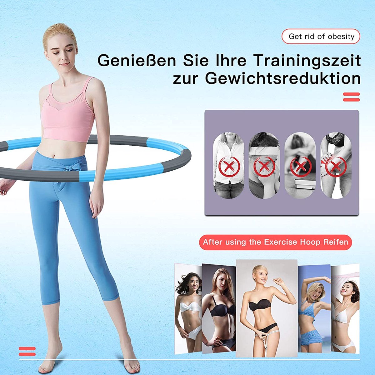 Hoelahoep - Fitness - hoelahoep met gewicht - verstelbaar 1.2kg tot 3 ...