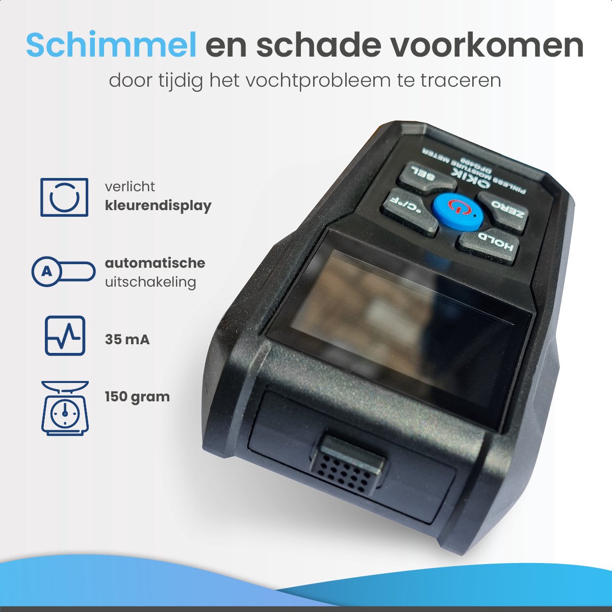 Okik Pinless Vochtmeter DFG400 - Hygrometer - LCD Display - Binnen ...
