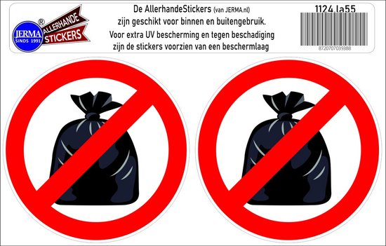 Hier geen vuilniszak plaatsen stickers set 2 stuks. | bol.com