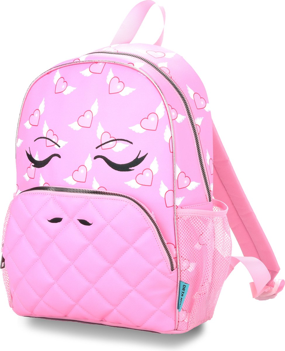 Orta Nova Ragusa rugzak voor kinderen | Roze met witte hartjes ...