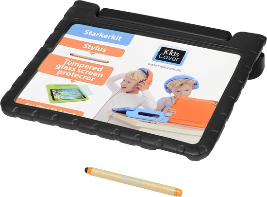 KidsCover iPad 10.2 kinderhoes zwart set - INCLUSIEF stylus & glazen ...