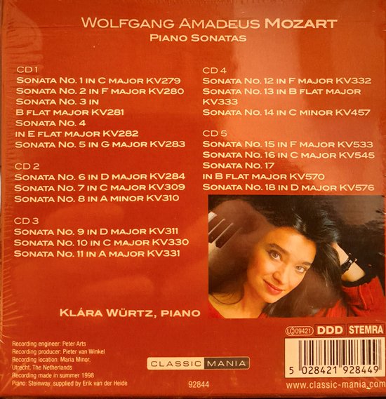 Mozart Piano Sonatas - Klara Würtz - 5 CD, Klara Wurtz | CD (album) | Muziek | bol