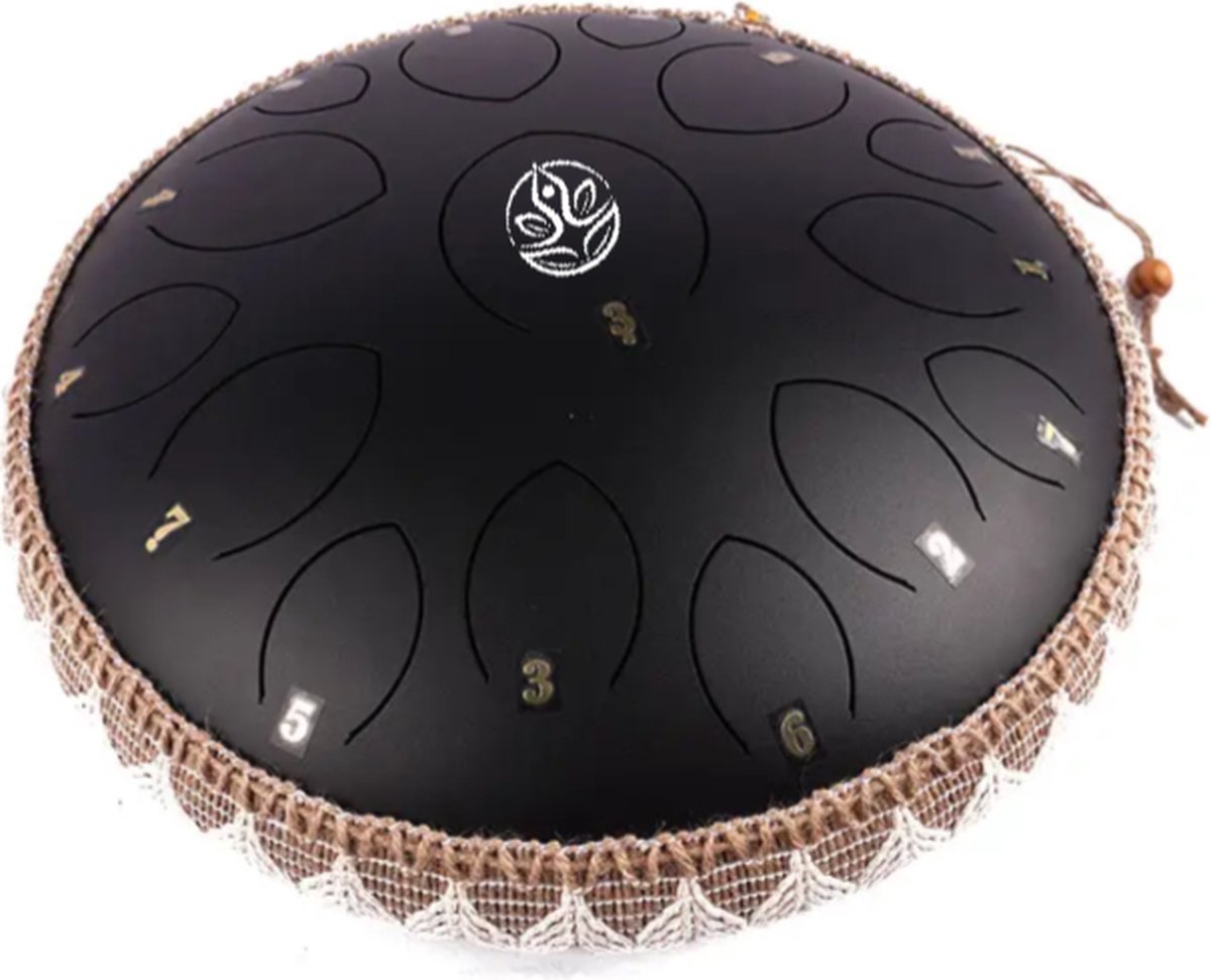 Durani Handpan 36 cm Zwart – Tongue drum – Klankschaal – 15 noten ...