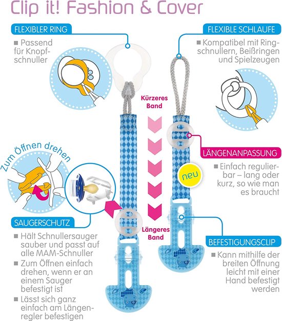 Fopspeen clipje - MAM Fopspeenband Clip it! | Fopspeenhouder ...