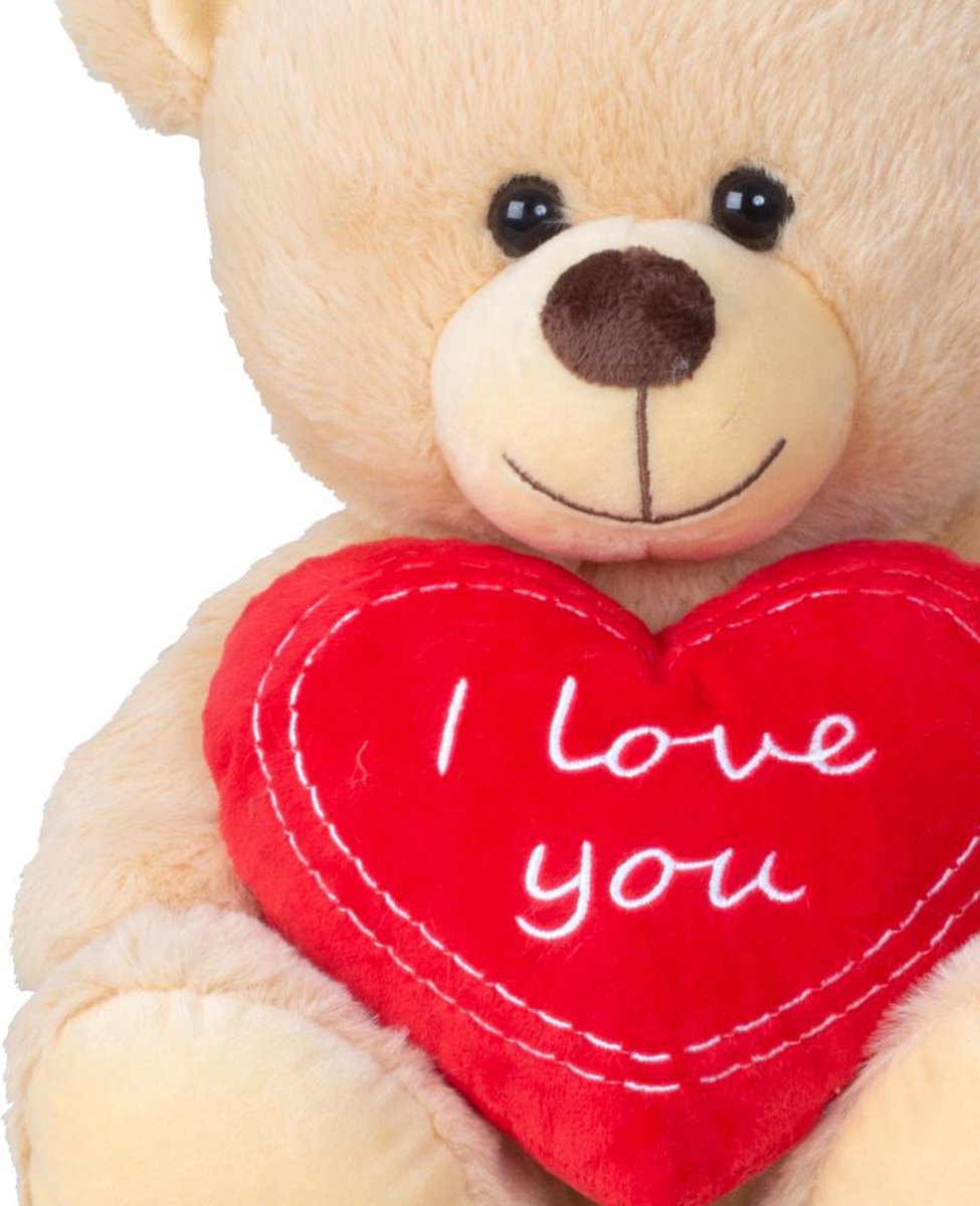 Teddy beer knuffel van zachte pluche - met liefdes hartje - 30 cm ...