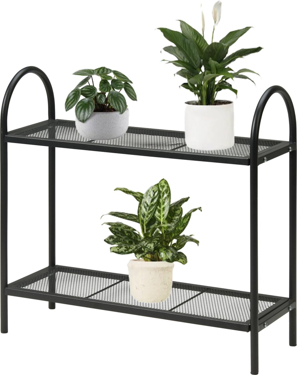Pro Garden Plantenrek/plantentafel - zwart - metaal - opvouwbaar - 60 x ...
