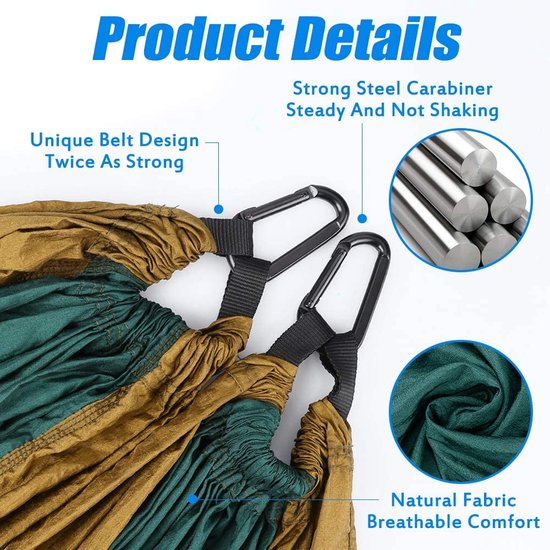 Hangmat voor outdoor, 2 personen, outdoor hangmat, 300 kg, draagkracht ...