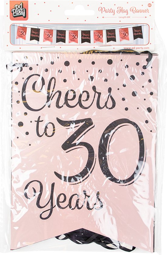 Party flag banner rose/black - 30 | bol