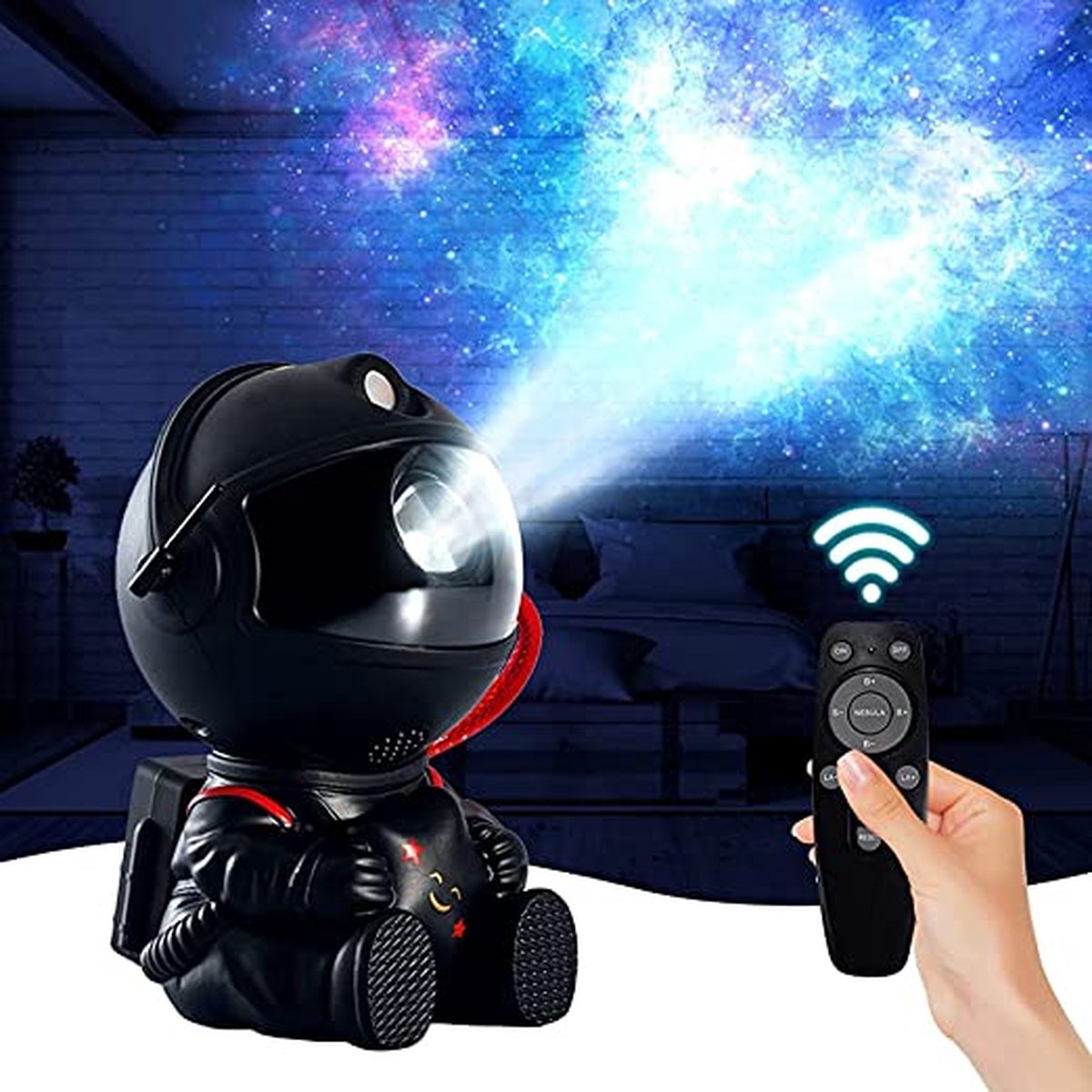 Astronaut Sterren Projector - Zwart - Zittend- Galaxy Projector ...