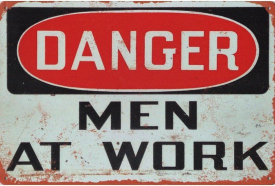 Panneau mural Humour Warning - Danger Men At Work | bol.com