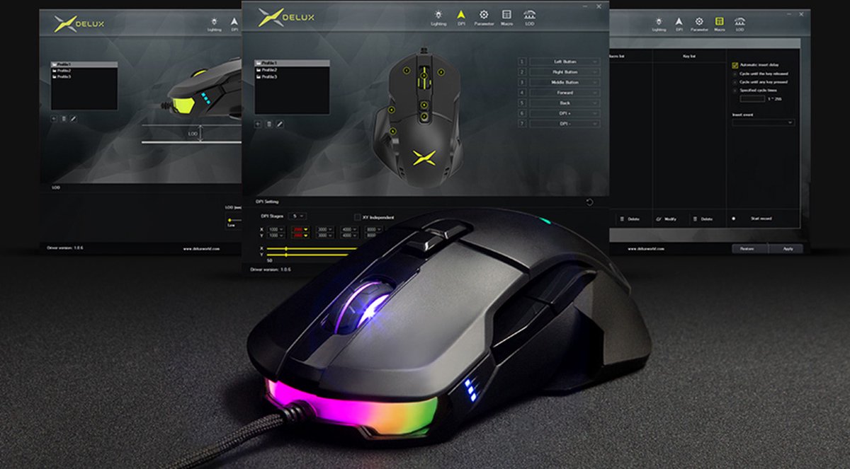 Delux Ergonomische Muis - Bedrade Muis - 16000 DPI - RGB - 1.8 Meter ...