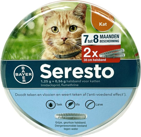Seresto Anti Vlooien en Teken Halsband Kat 2-Pack tot 8 kg 38 cm | bol.com