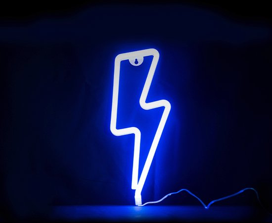 Blazing Neon® Wandlamp - Neon Verlichting Bliksem Blauw - Neon Wandlamp ...
