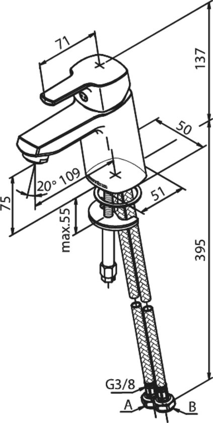 Medium wastafelmengkraan Damixa Pine 179300000 | bol