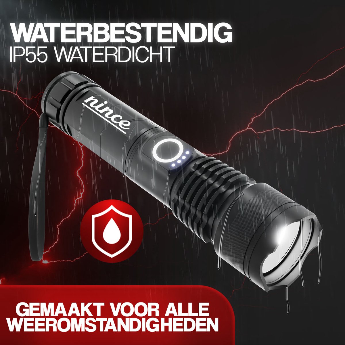 Nince Zaklamp LED Oplaadbaar - Zaklamp - 4000 Lumen - Militaire Zaklamp ...