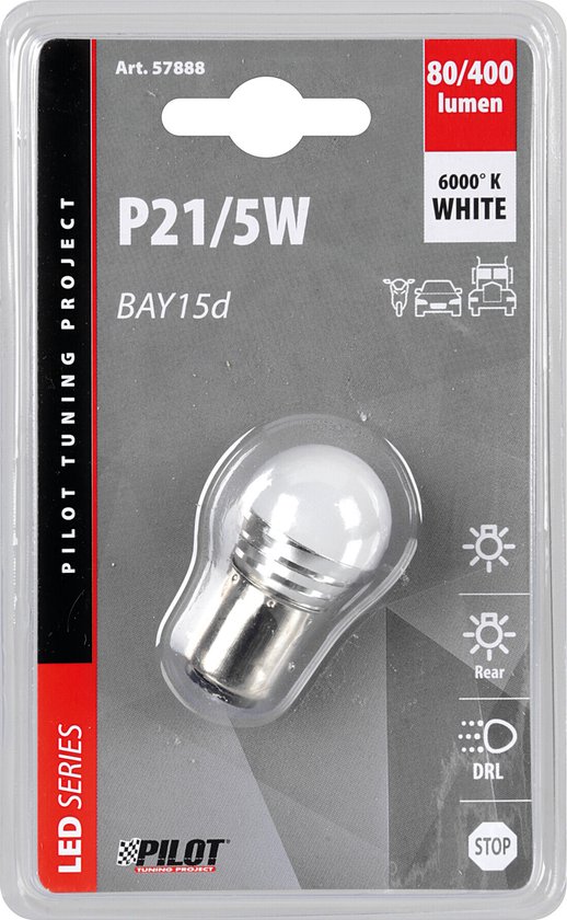 Lampa Mega-Led P21/5W 1 SMD - Wit | bol
