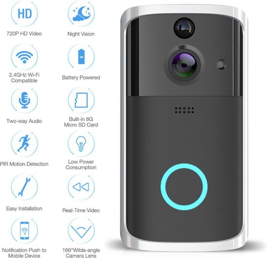 Video Deurbel HD – Draadloze deurbel - Deurbel met Camera - WiFi ...