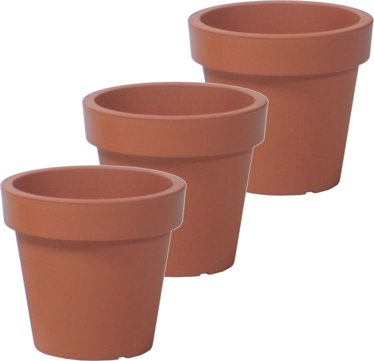 3x stuks terracotta bloempotten/plantenpotten 60 cm - met wieltjes ...