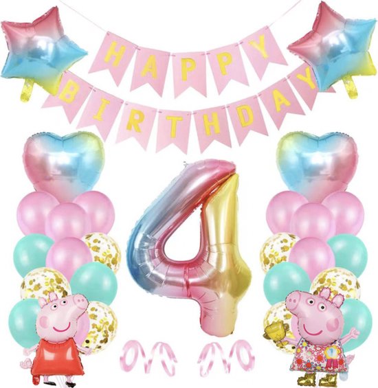 Peppa Pig Feest Pakket - Leeftijd 4 Jaar - 34 Stuks - Peppa Pig Feestje ...