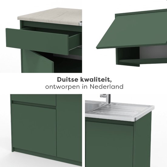 Kleine Keuken Dennen Groen - 140cm – Mini Keukenblok – Kitchenette met ...