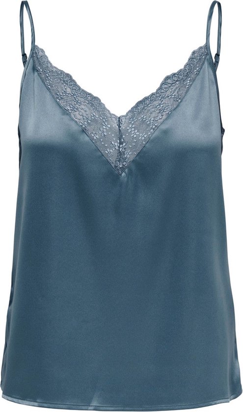 Only ONLVICTORIA SL LACE MIX SINGLET - Blue M Blue | bol.com