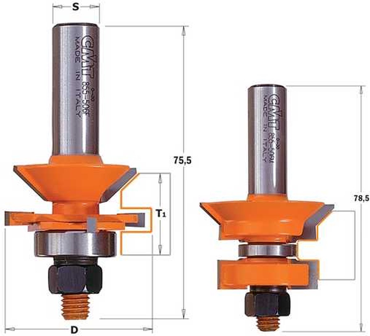 CMT - Frezenset voor tand- en groefverbinding met een V-groef, HW - Frees -... | bol.com