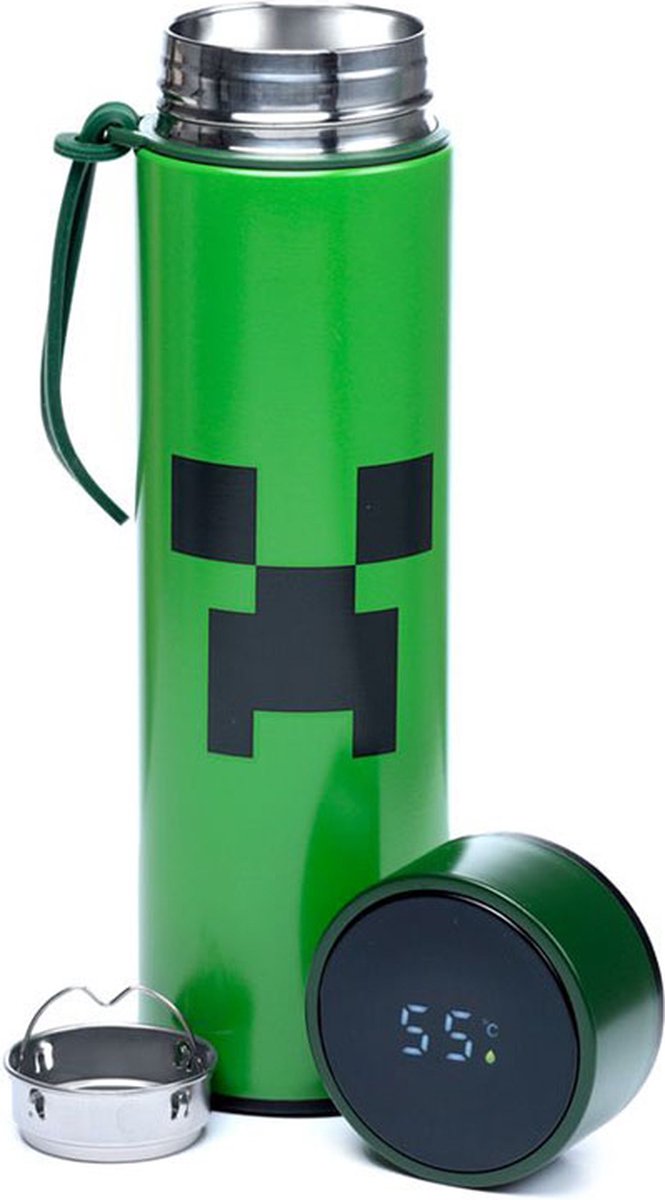 Minecraft Creeper RVS Warm & Koud Thermosfles - 450ml Digitale ...