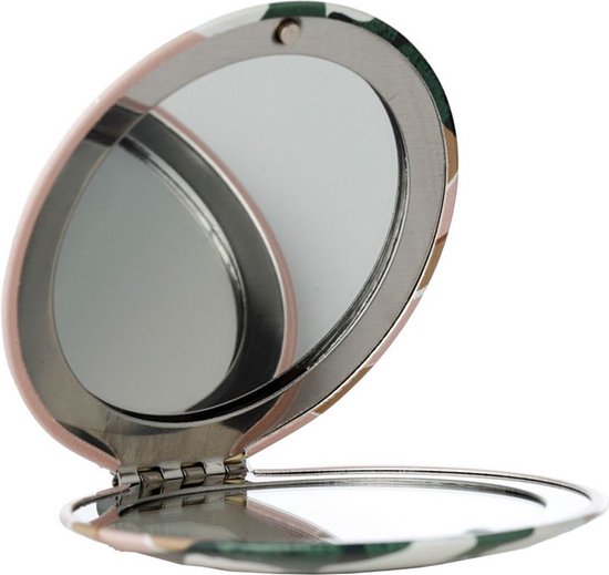 Compact Make Up Spiegeltje Florens Roze met Witte Bloemen - 6,5cm | bol