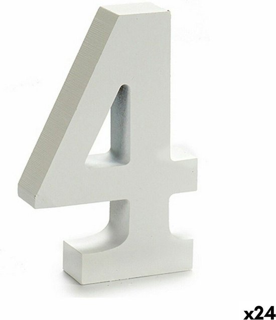 Cijfer 4 Hout Wit (2 x 16 x 14,5 cm) (24 Stuks) | bol.com