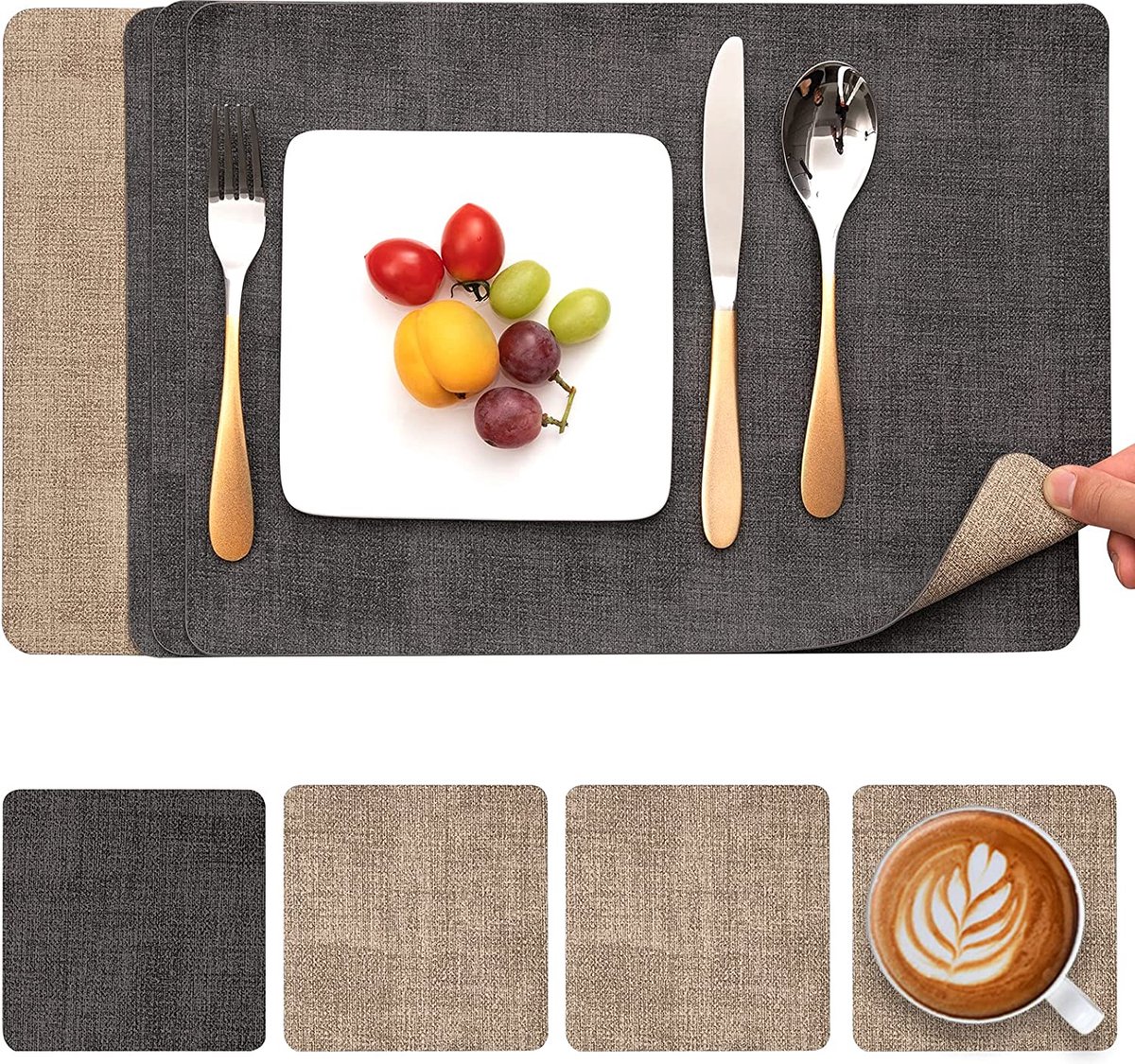 Myir JUN Sets de Table en Cuir et Dessous de Verre Lavables, Sets de ...