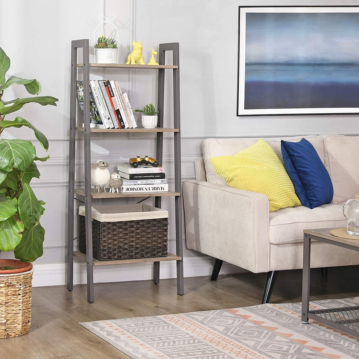 Mazazu- Ladderkast - Wandrek - Industrieel/Vintage - Hout/Metaal ...