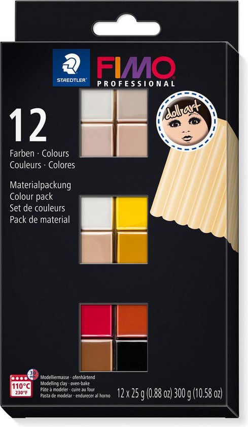 FIMO professional - ovenhardende boetseerklei - doll art colour pack 12 ...