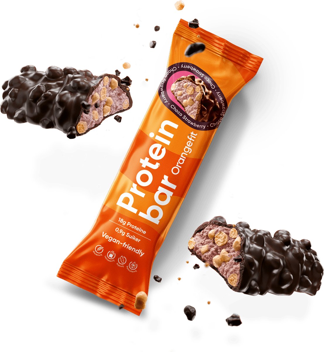 Orangefit Protein Bar - Vegan Proteïne Repen - Aardbei Chocolade ...