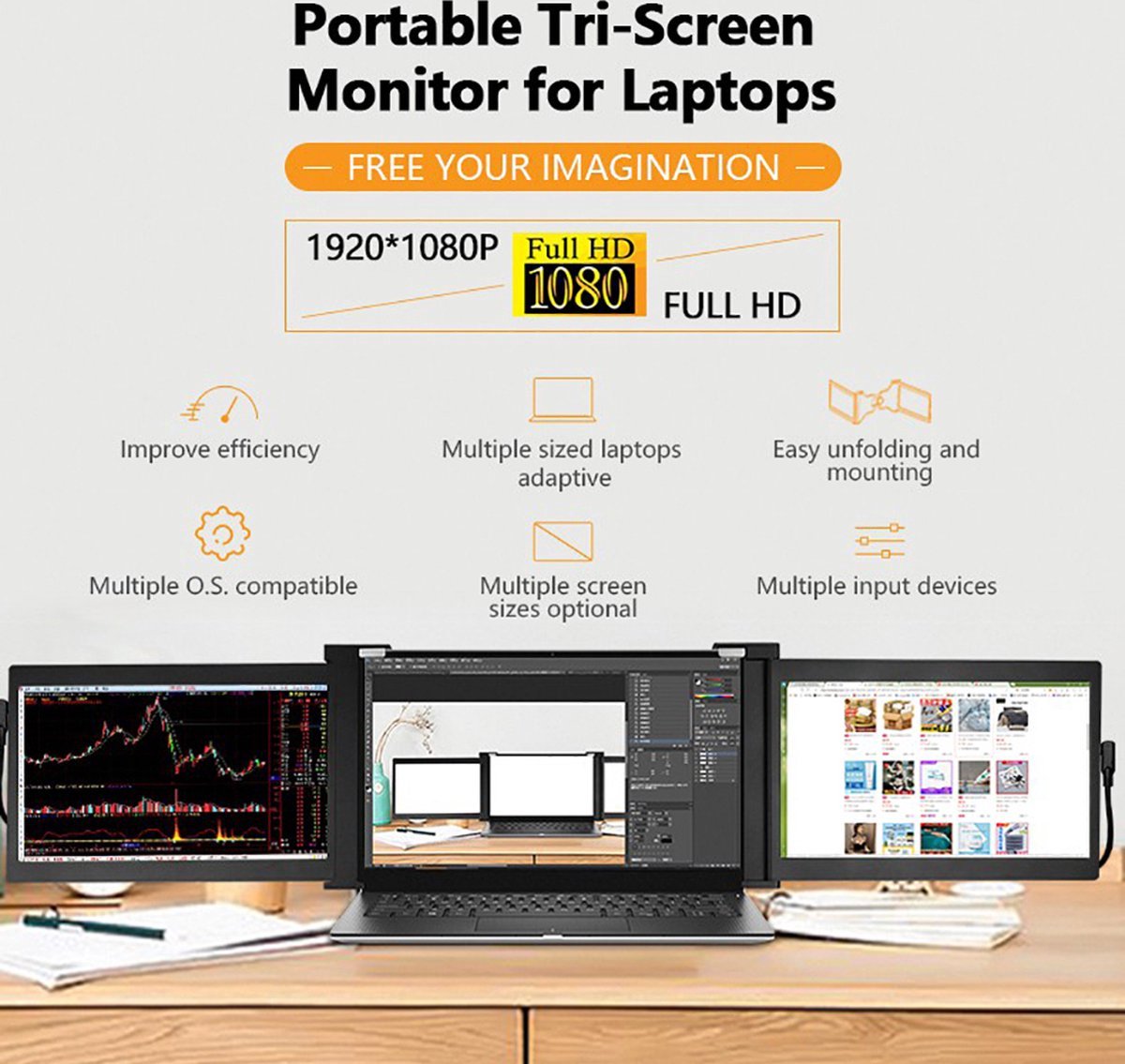 HDX-70 Dual Portable monitor 11.6 inch Full HD - 2x 11.3 inch scherm ...