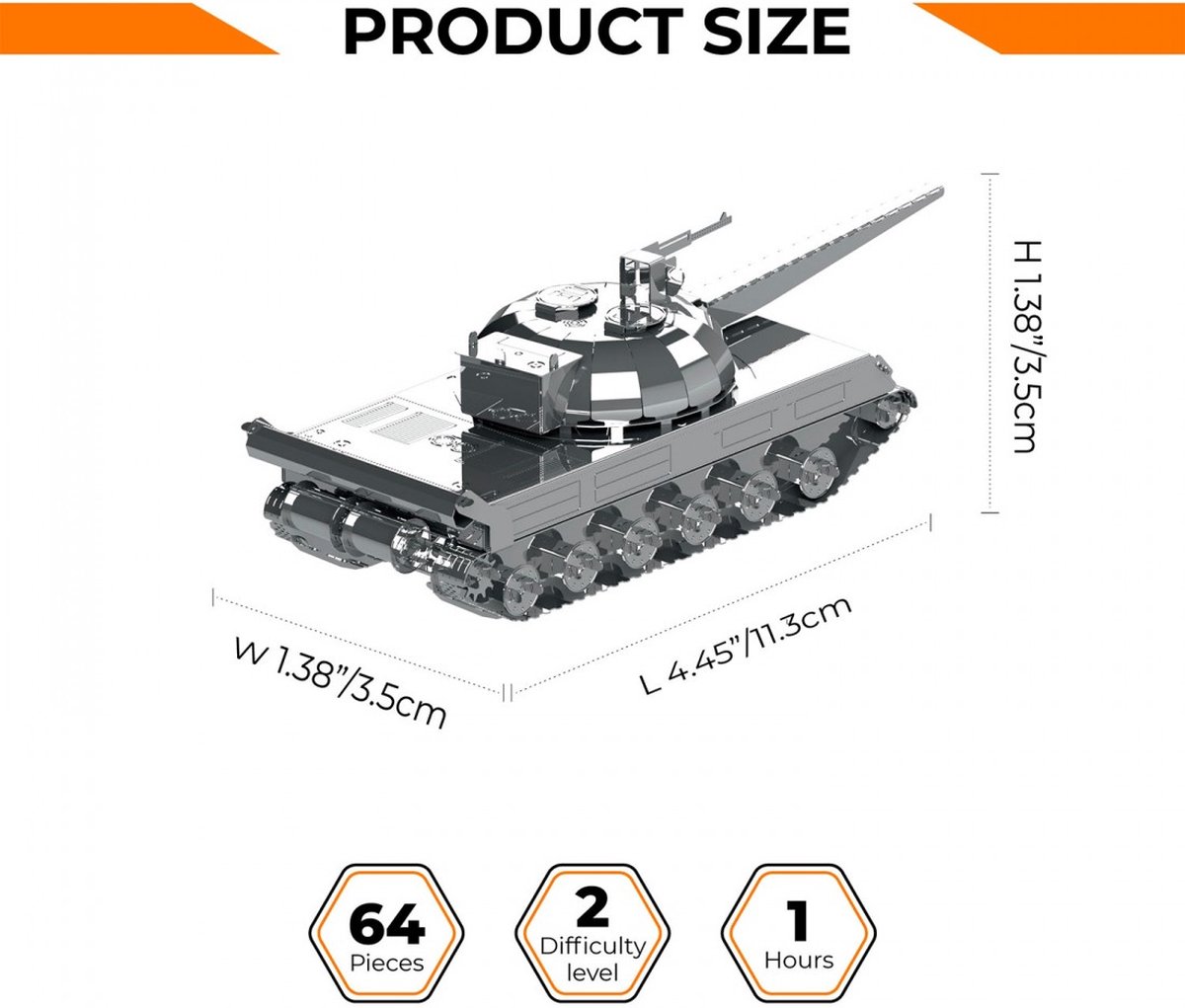 Metal Time 3D Metalen Bouwpakket M4 Sherman, MT070, 8x3,7x4,2cm | bol