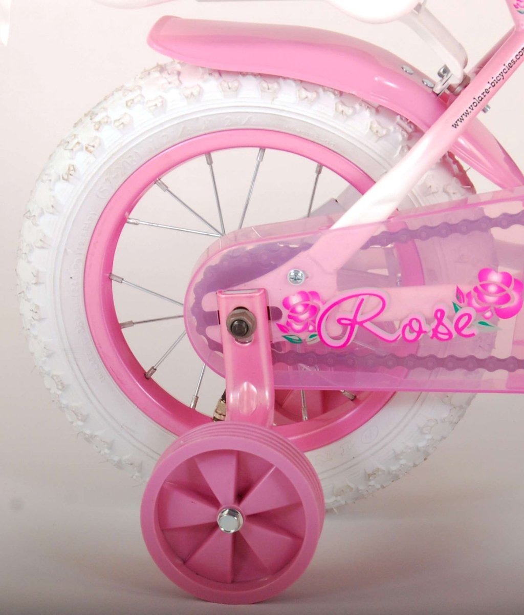 Vélo pour enfants Volare Rose - 12 pouces - Rose / Wit - Avec casque de ...
