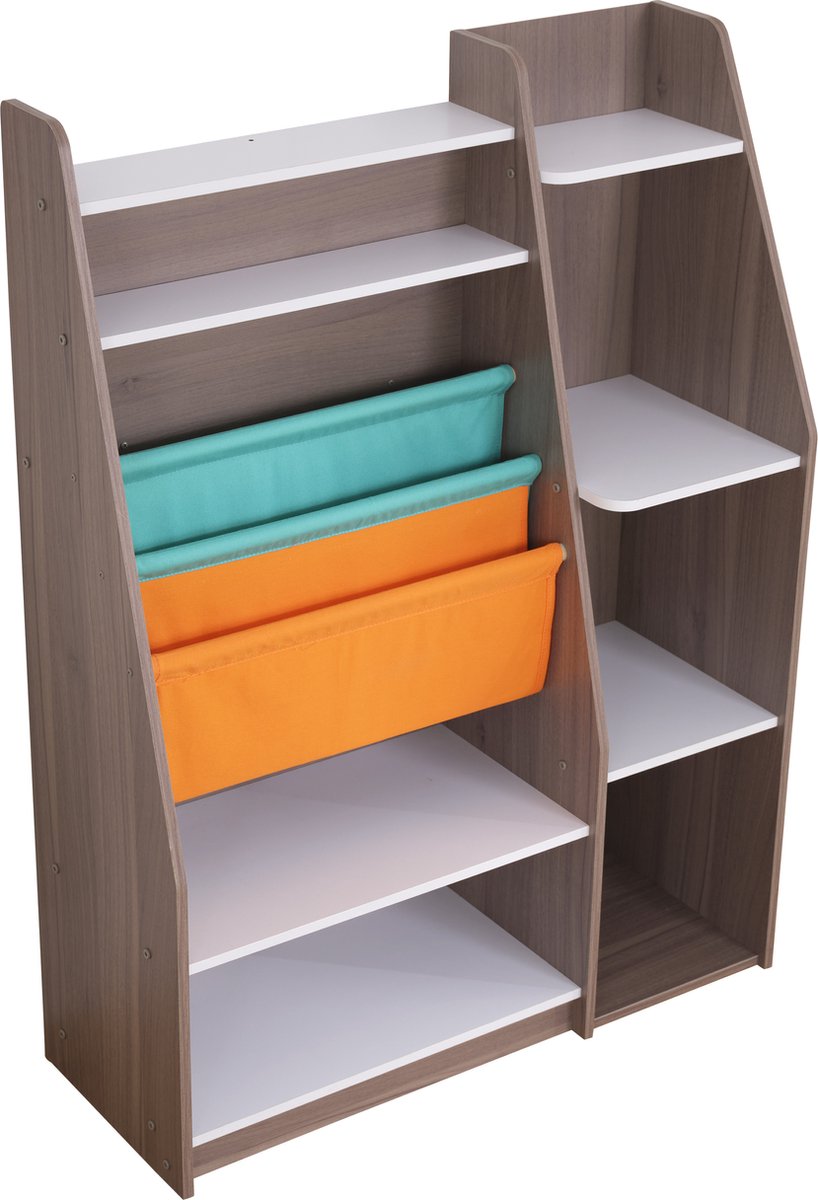 KidKraft Pocket Storage Bookshelf - Gray Ash | bol.com