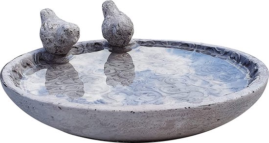 Vogelbad voor de tuin, vogelbad (24 en 30 cm) met 2 decoratieve vogels ...
