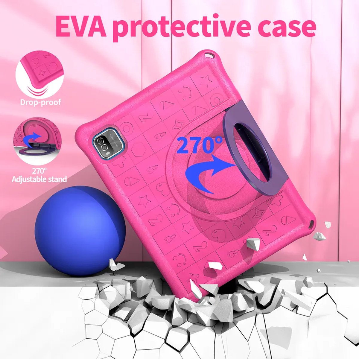 Kindertablet PRO – 10.1 Inch – Android 12 - 64GB – 6000 MAH - 3G RAM – Beschermhoes -... | bol.com