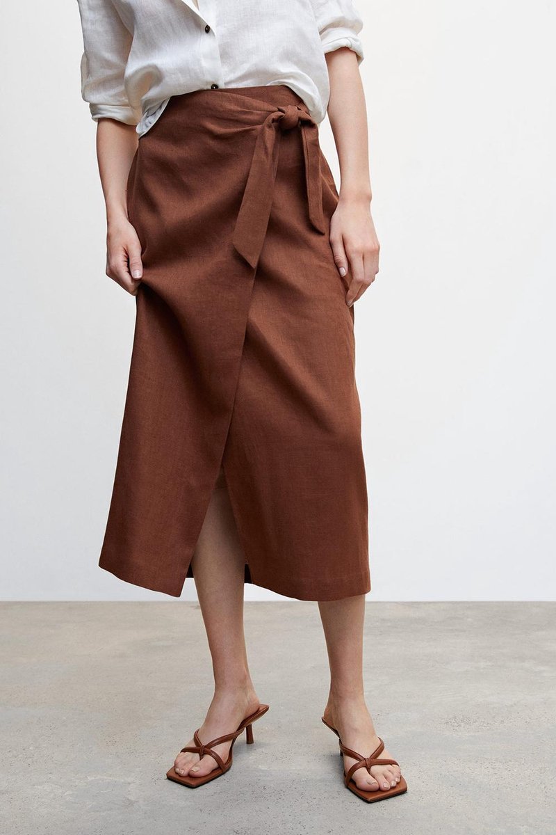 Mango Rok Linnen Overslagrok 47077108 32 Dames Maat - S | bol.com