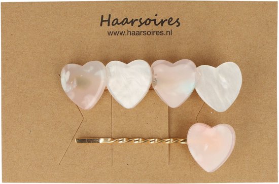 Haarsoires Haarspeld Duckklem en Schuifspeldje 6cm – Parelmoer Hartjes ...