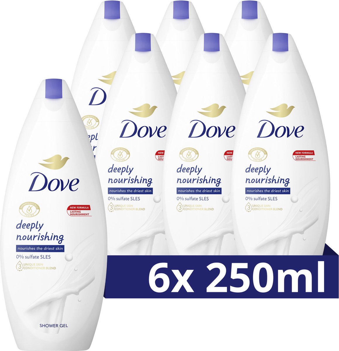 Dove Deeply Nourishing Douchegel - 6 x 250 ml - Voordeelverpakking ...