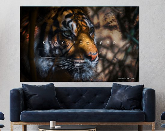 Stay Focused Tiger - Toile avec cadre noir | Motivation | 50 x 70 cm ...