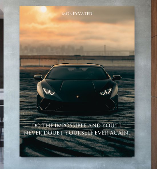 Do the Impossible Lambo | Canvas Met Zwarte Baklijst | Motivatie | 50 x ...