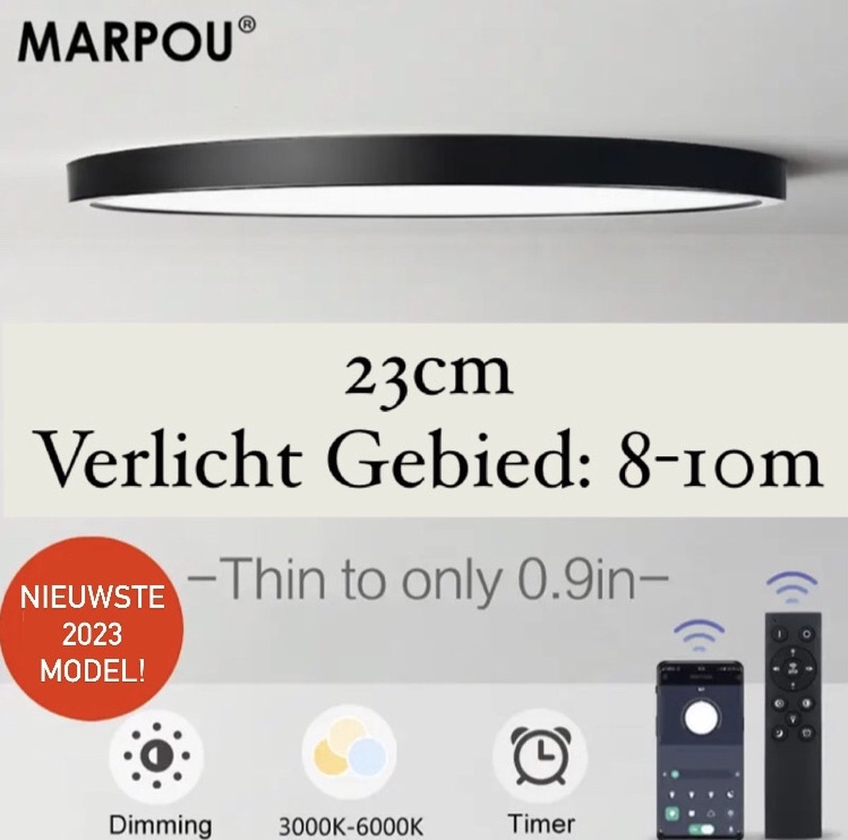 Marpou - Plafondlamp met led en bluetooth - Smart Lamp - Plafond ...
