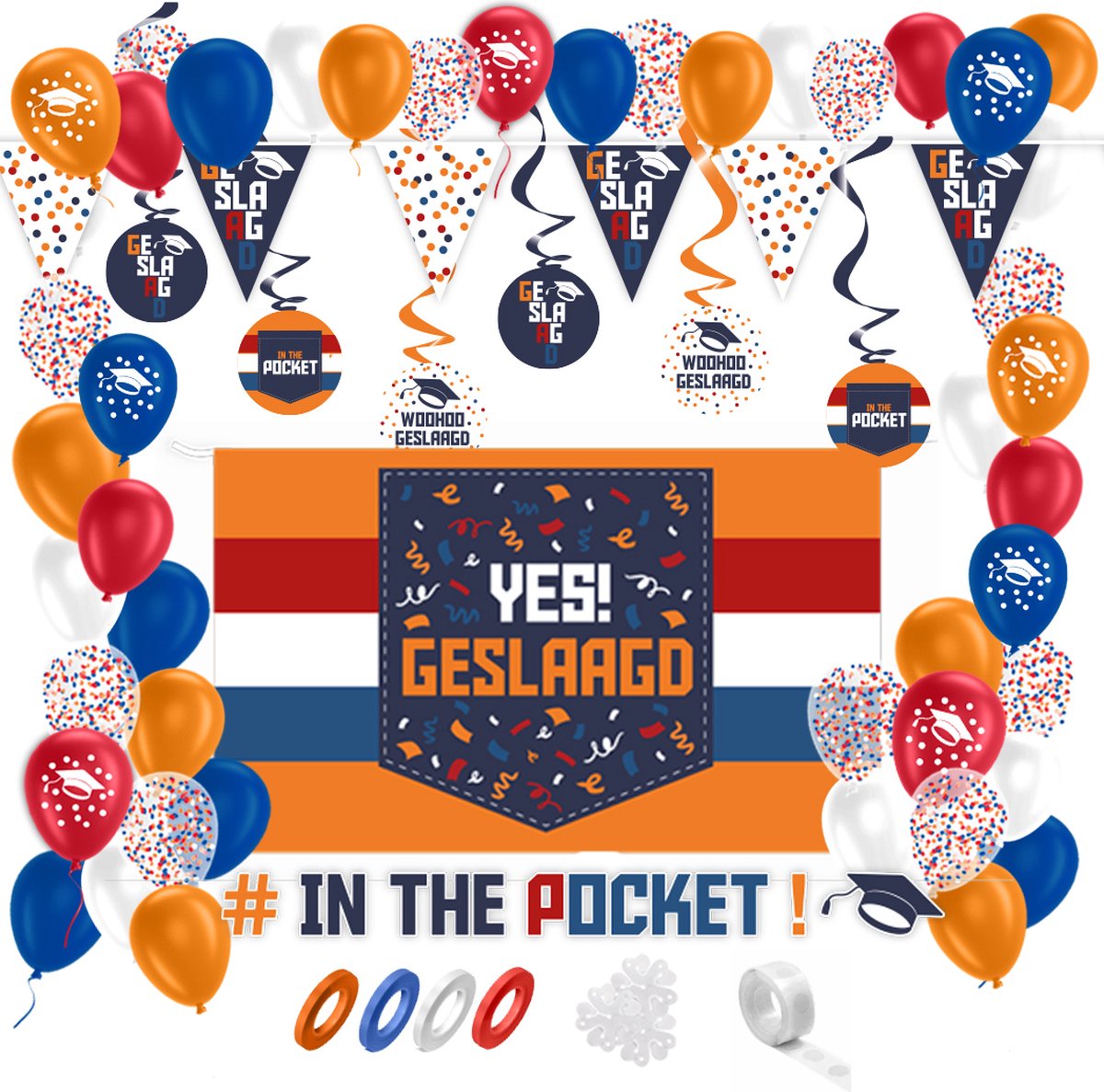 Geslaagd Versiering Feestpakket 52 Items - Cadeau - Pakket - Vlag ...