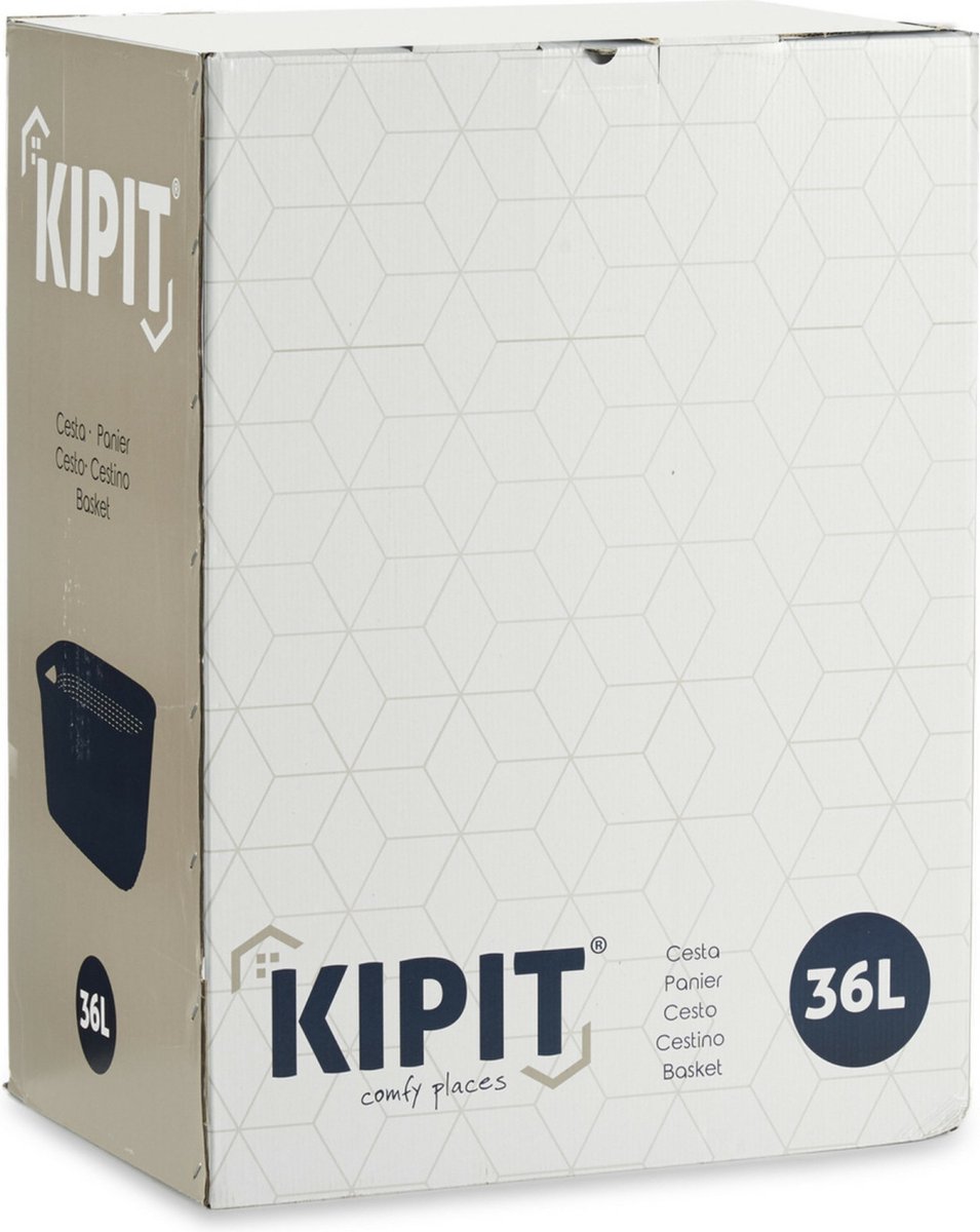 Kipit Wasmand - 2x - Rotan gevlochten - zwart - kunststof - 36 liter ...